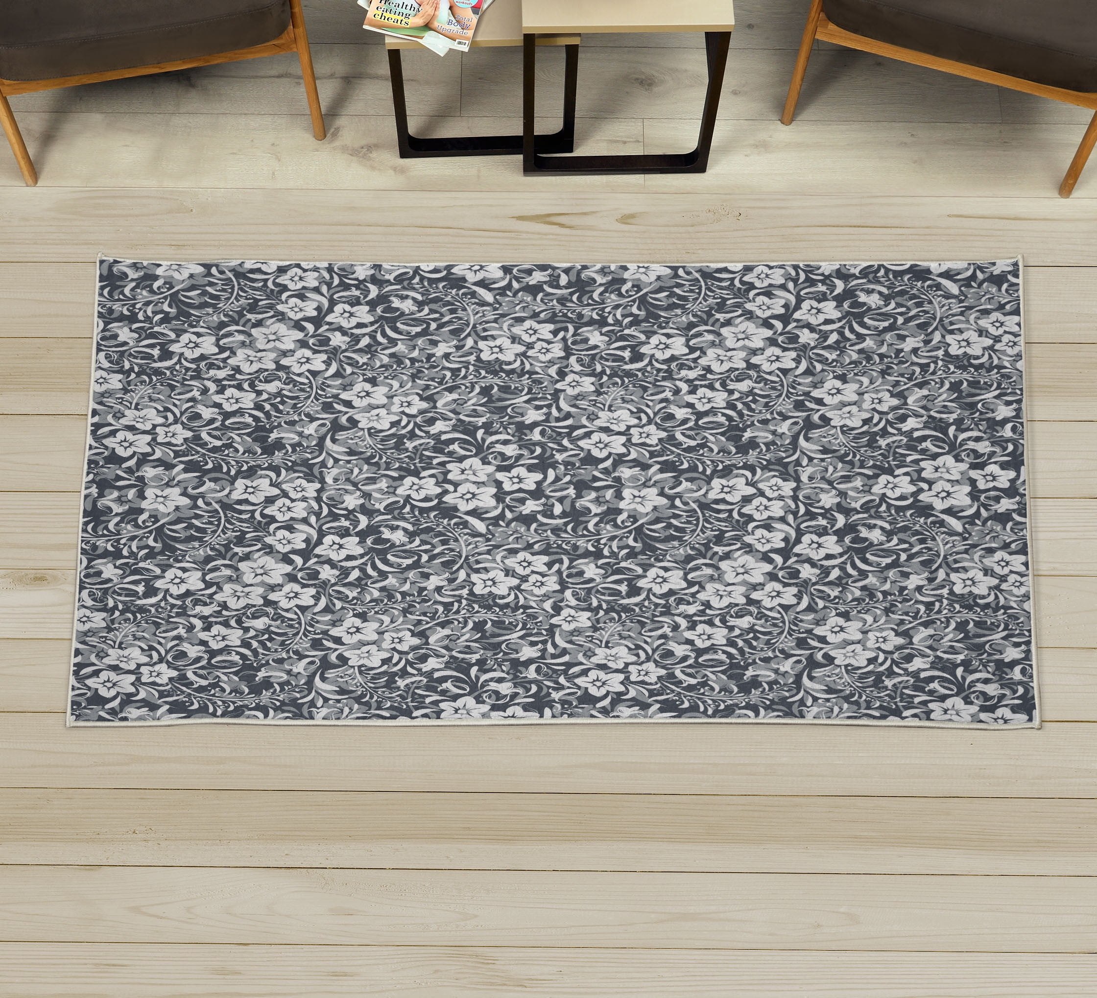 Botanic Decorative Rug, Floral Pattern Spring Season Blossoms Branches ...