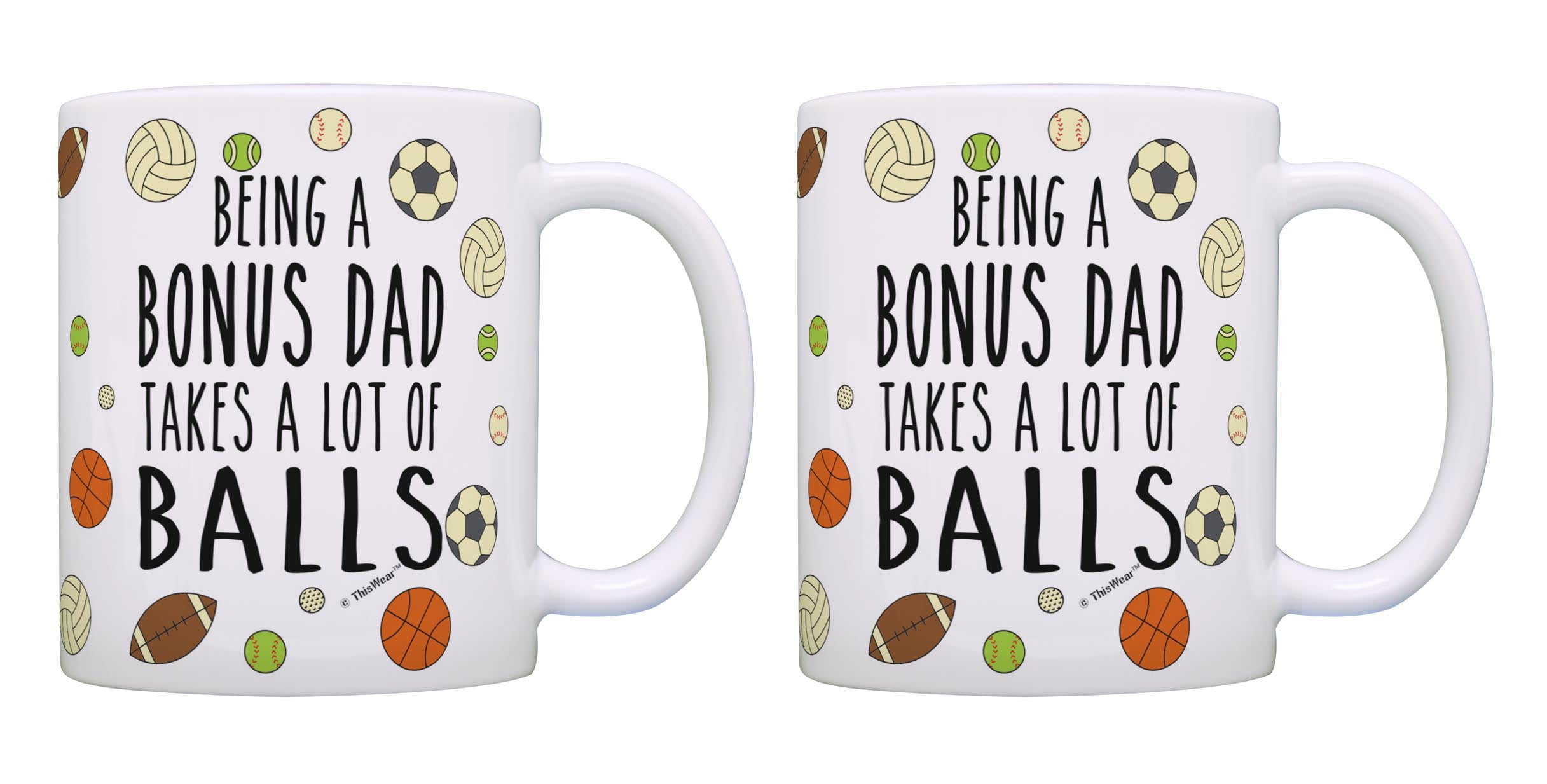 ThisWear Punny Stepdad Mug Set Being a Step Dad Takes a lot of Balls 11 ...