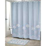 Avanti Sequin Shells Shower Curtain, Blue Polyester, Seashell and ...