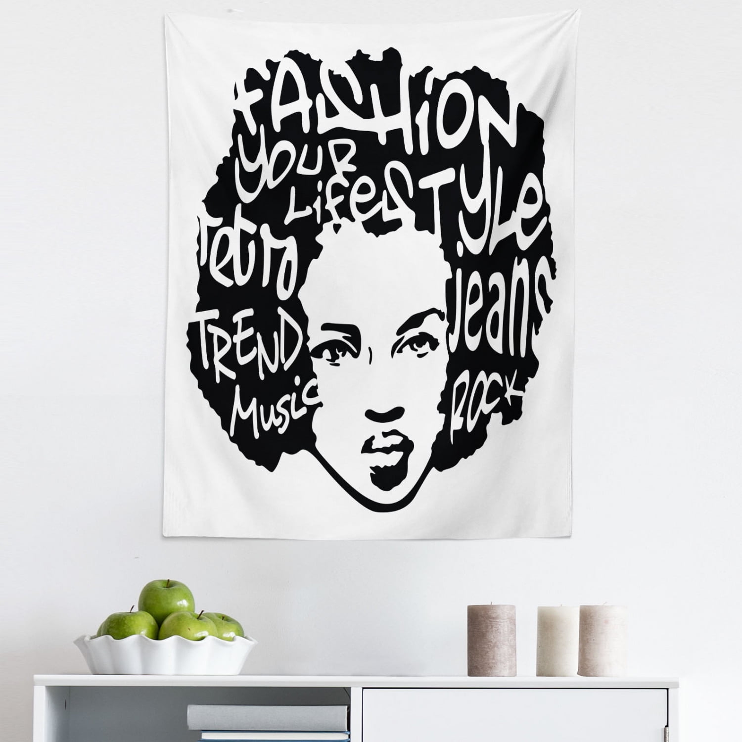 Urban Graffiti Tapestry, Fat Cap Style Typographic Words on a Afro ...
