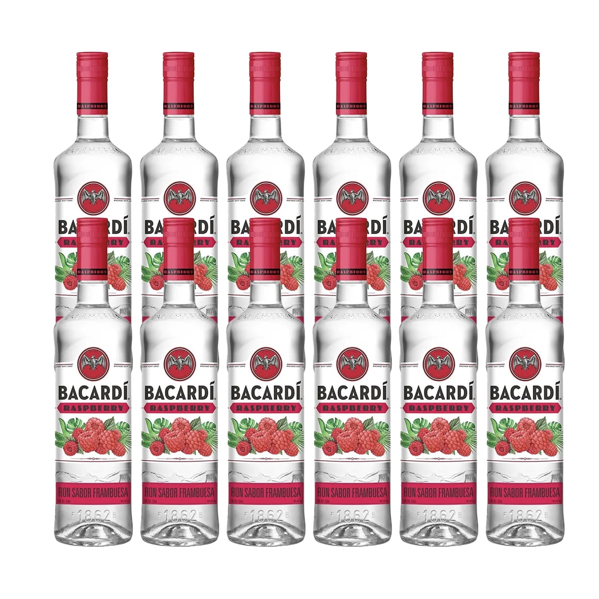PACK DE 12 RON BACARDI RASPBERRY 700 ML | Walmart en línea