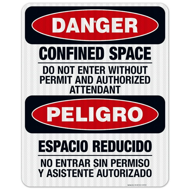 Confined Space Do Not Enter Without Permit Bilingual Sign Osha Danger