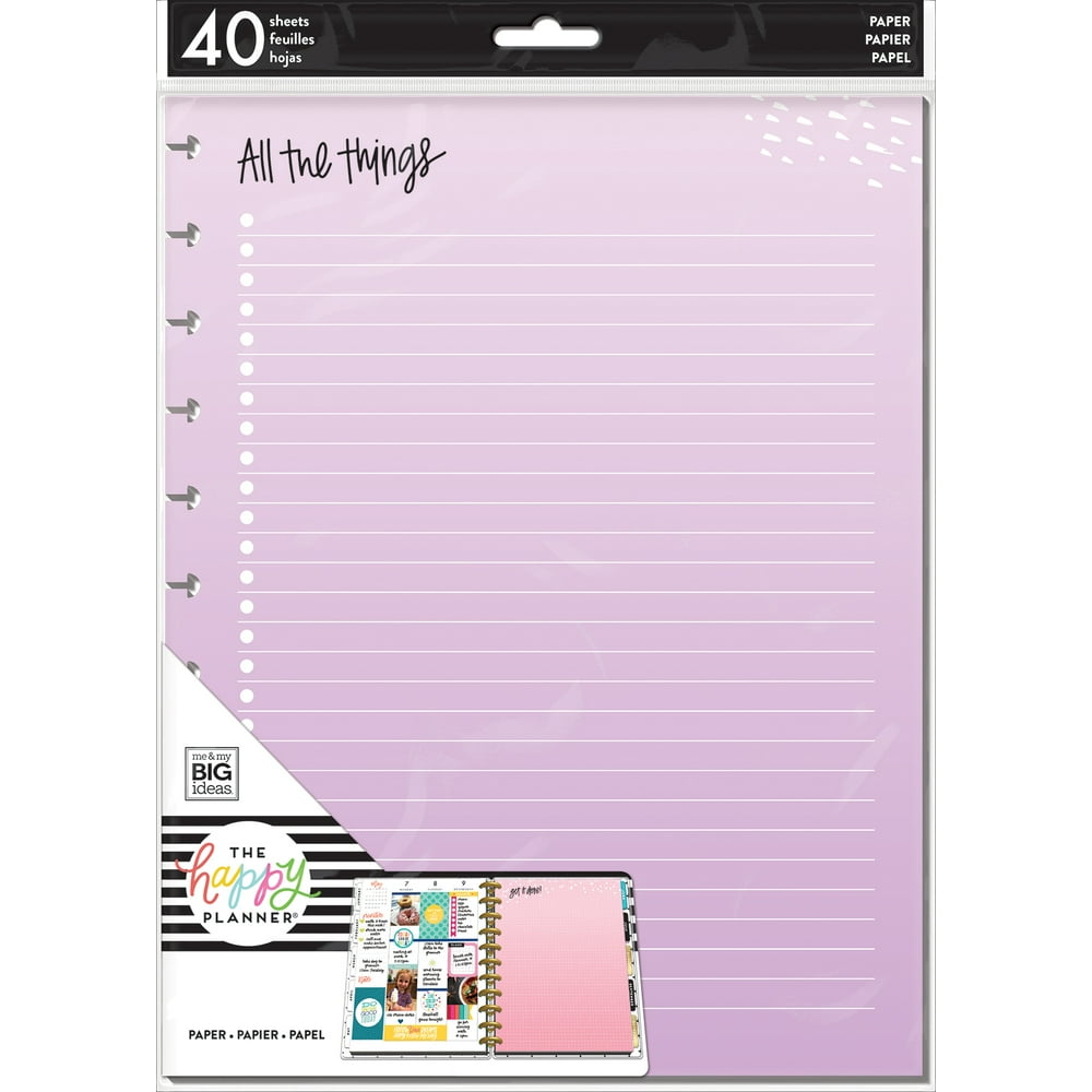Happy Planner Big Fill Paper 40/Pkg-All The Things - Walmart.com ...