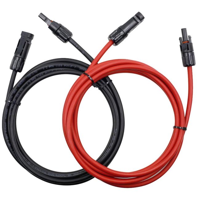 10AWG(6mm²) 1 Pair Black+Red Solar Panel Extension Cable Wire, Solar ...