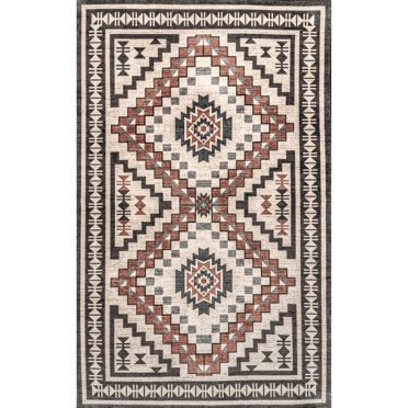 nuLOOM Jayde Machine Washable Southwestern Diamond Area Rug, 4' x 6 ...
