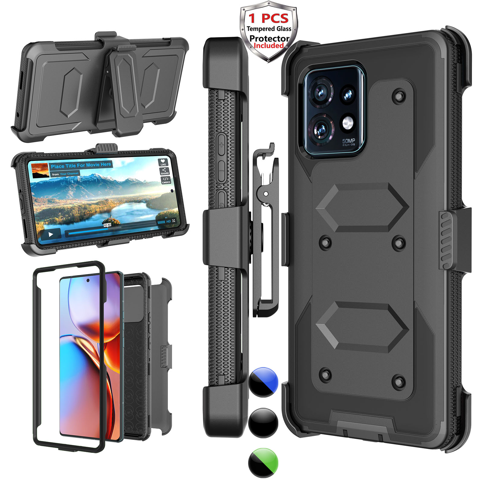 Njjex Phone Cases for Motorola Moto Edge Plus 2023 , Shockproof Combo Holster Belt Clip [Heavy ...