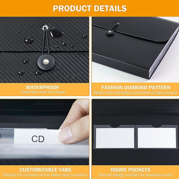 Organizador de bolsillo para carpetas de archivos expandibles - Portadocumentos de tamaño carta ...