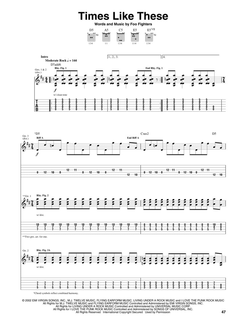 Stranger Things Have Happened Sheet Music Foo Fighters
