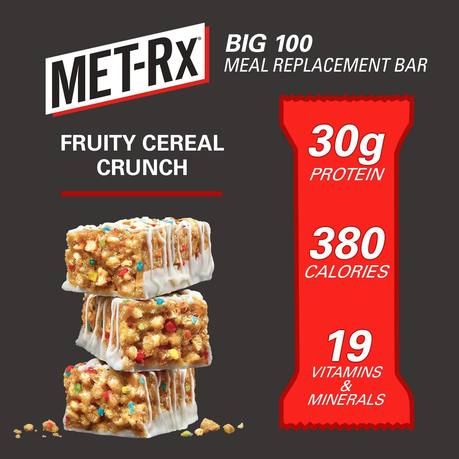 Buy MET-Rx Big 100 Colossal Protein Bars, Fruity Cereal Crunch Meal ...