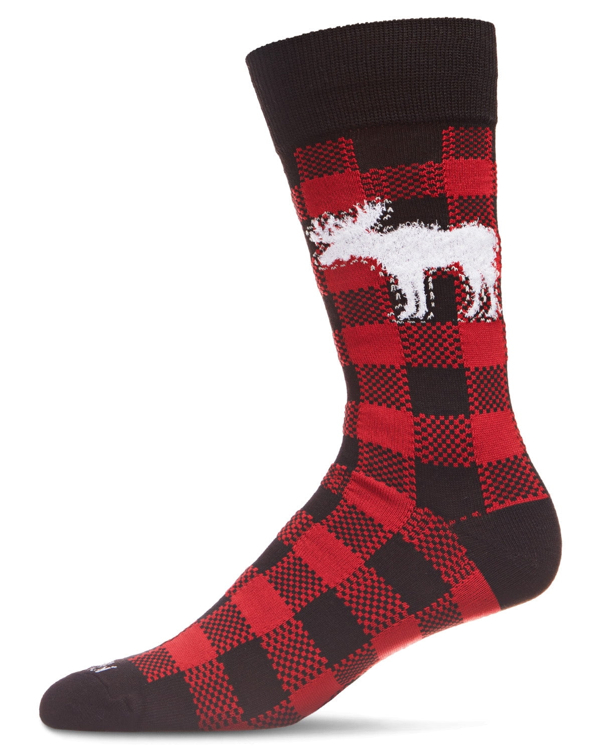 MeMoi Men's Buffalo Plaid Checked Moose Holiday Crew Sock - Mens - Male ...