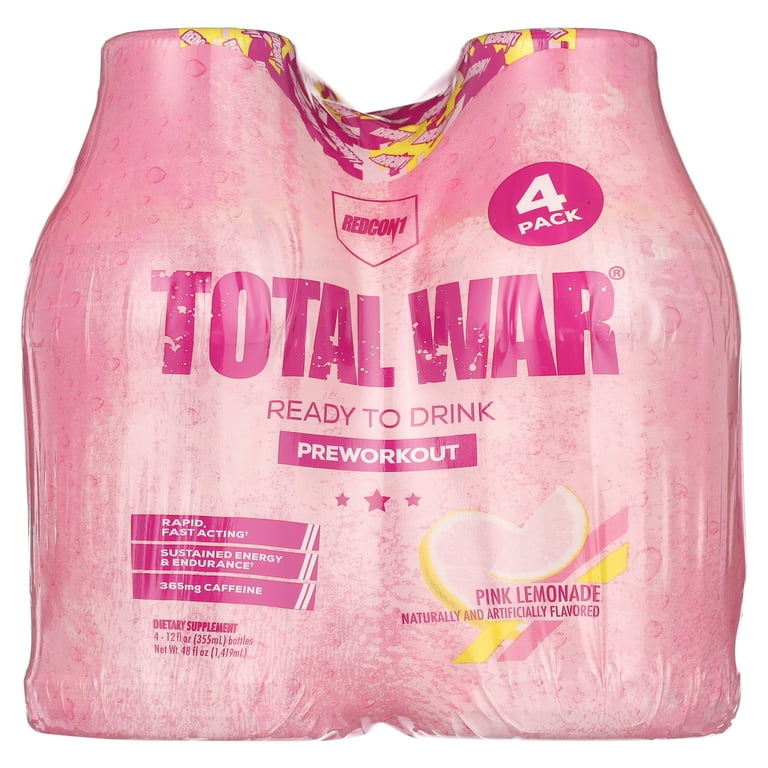 Redcon1 Total War Ready To Drink Pre-Workout Pink Lemonade,, 58% OFF