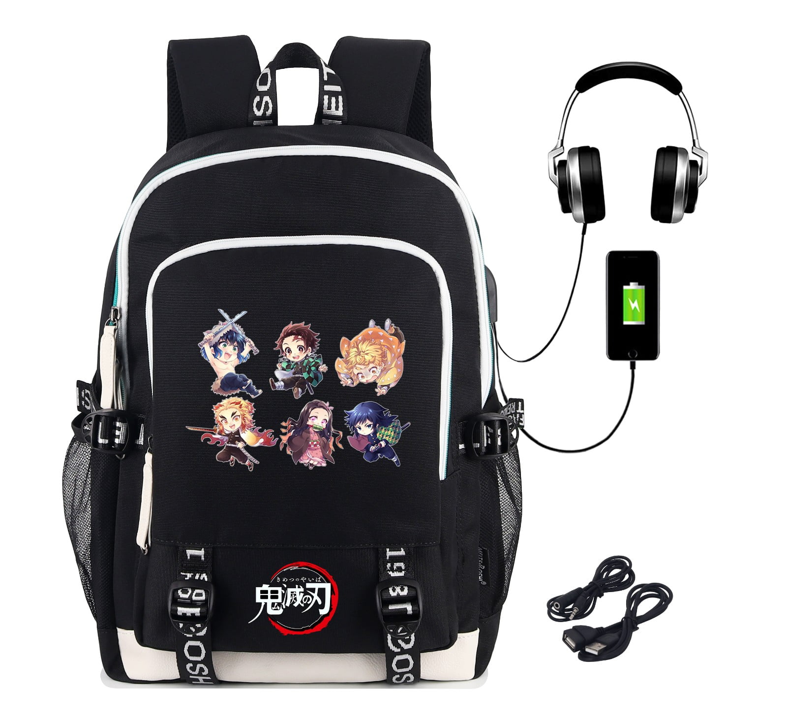 Roffatide Anime Demon Slayer Printed Backpack Schoolbag Laptop Rucksack ...