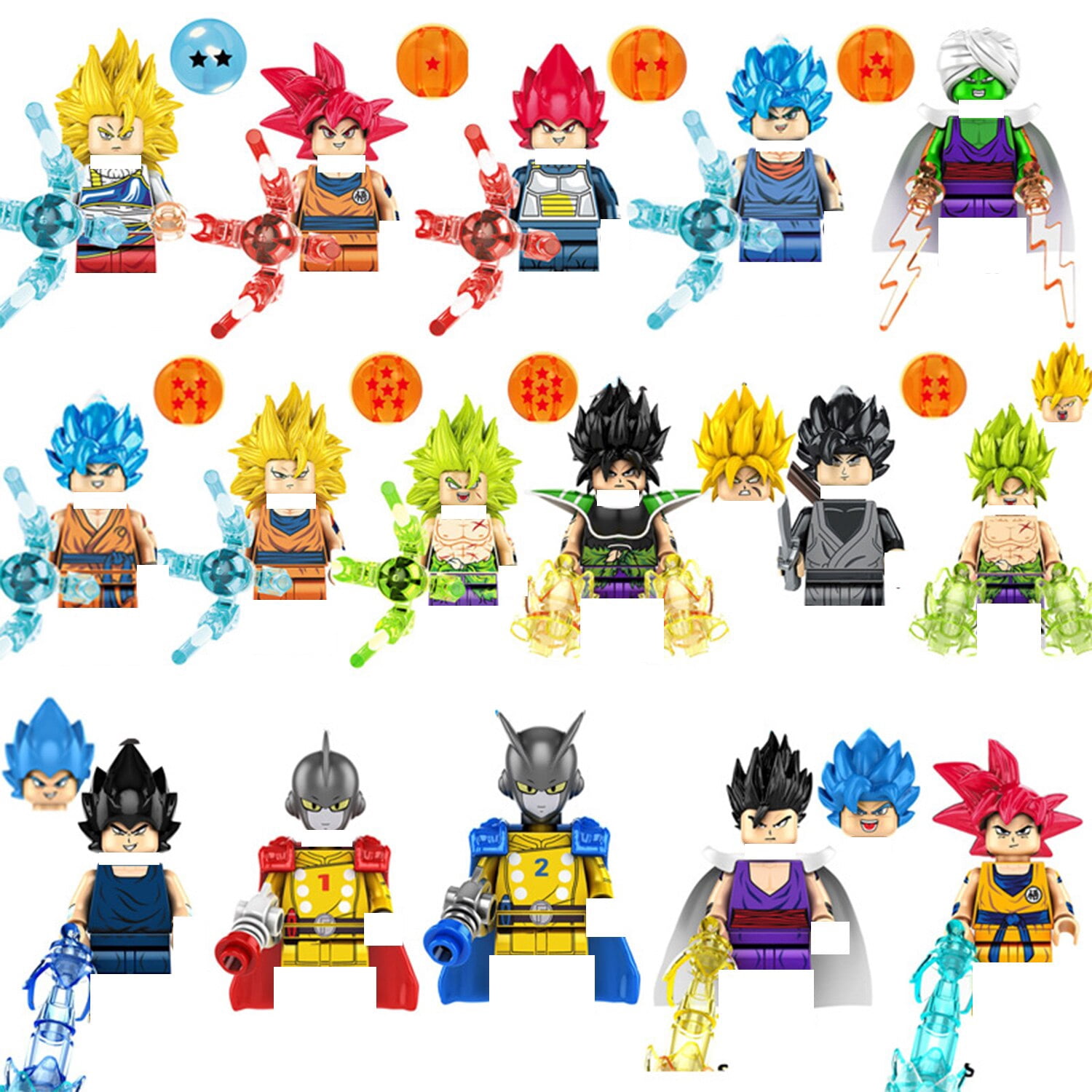 16 Style Bandai Dragon Ball Building Blocks Bricks Saiyan Goku Vegeta ...