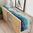 Abstract Oil Painting Cotton Linen Table Runner Retro Beige Blue Ombre ...