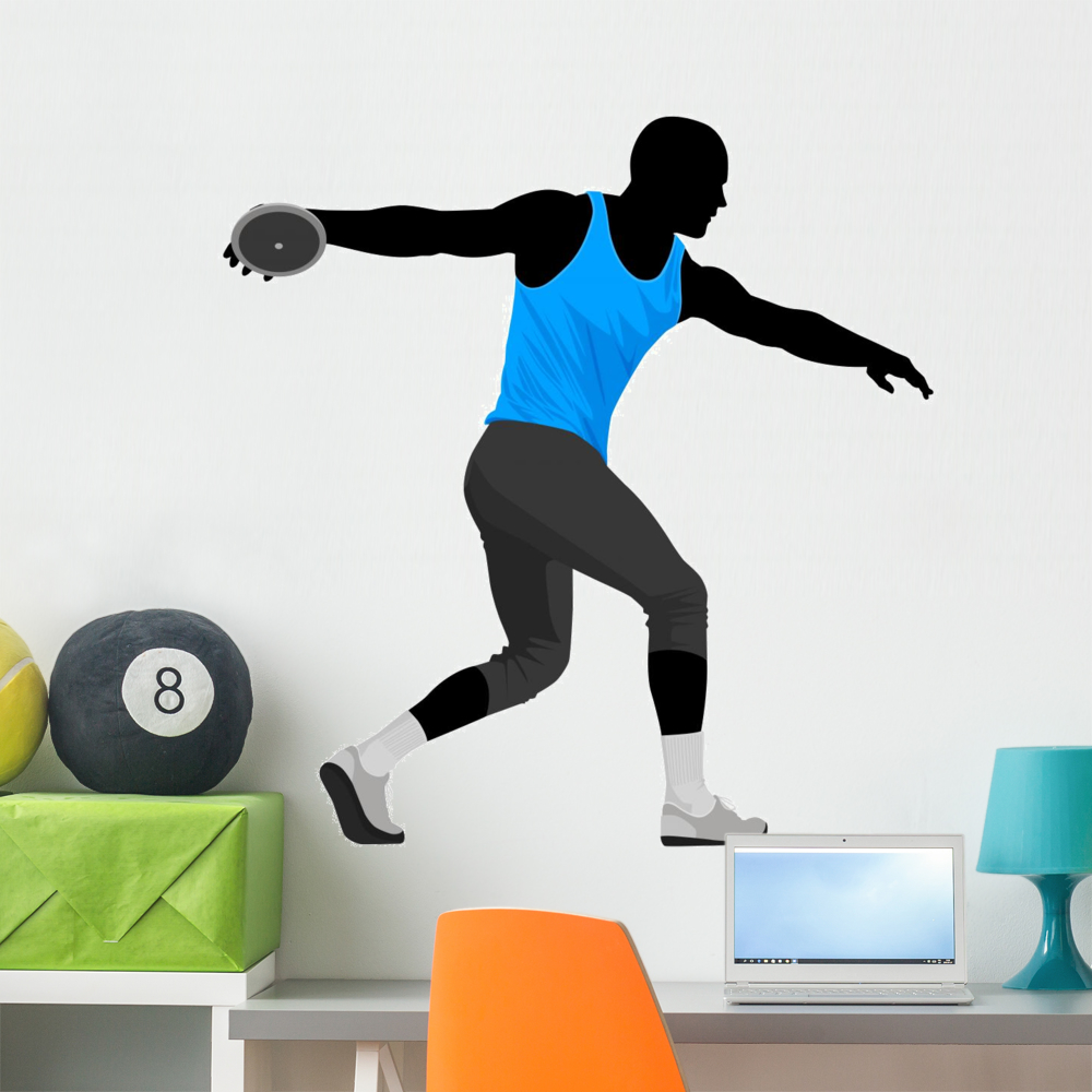 Vector Discus Thrower Wall Decal Mural by Wallmonkeys Vinyl Peel ...