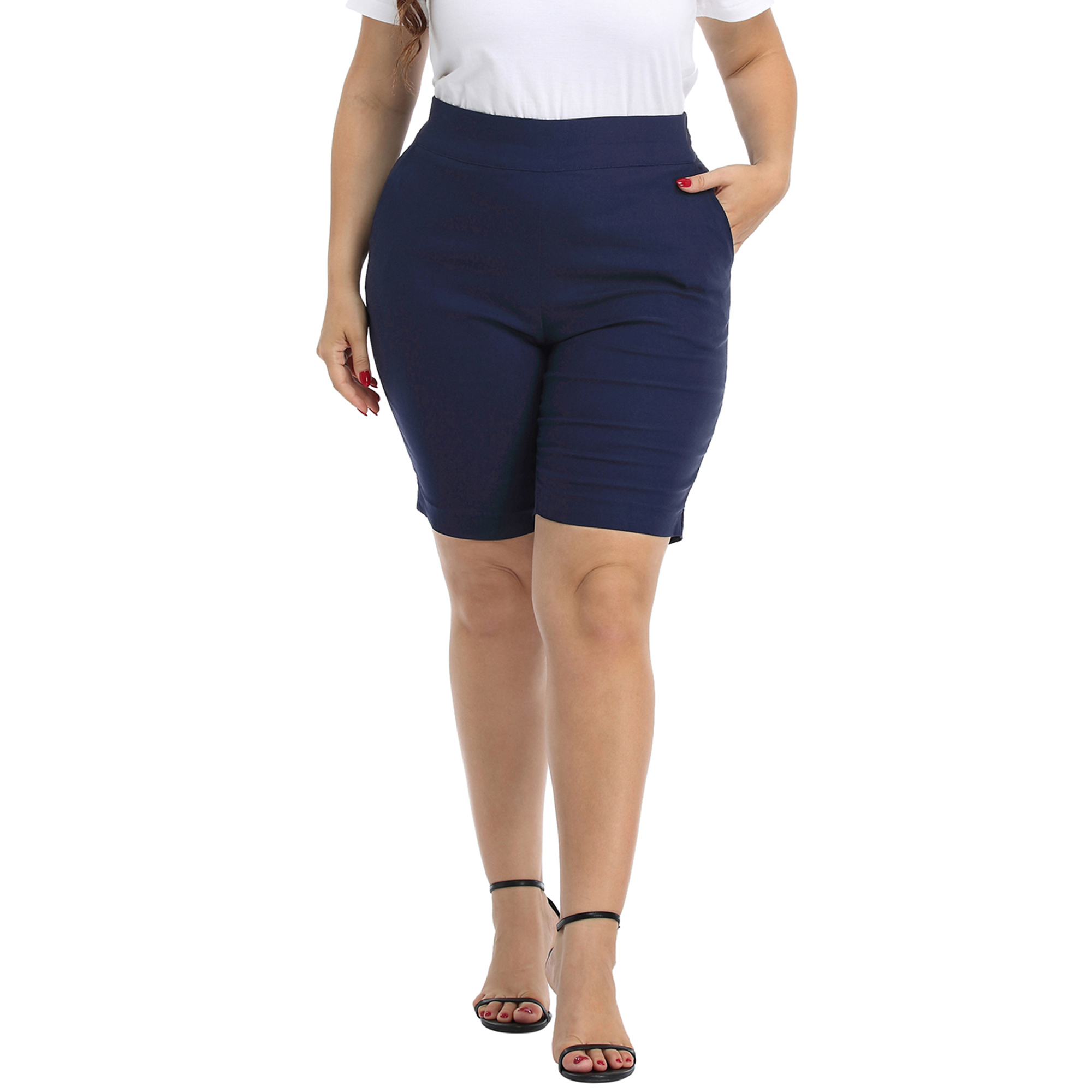 Terra And Sky Womens Plus Size Solid Cargo Shorts