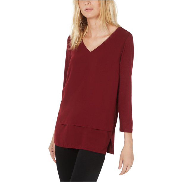 Michael Kors Womens Layered Look Pullover Blouse red XS | Walmart en línea