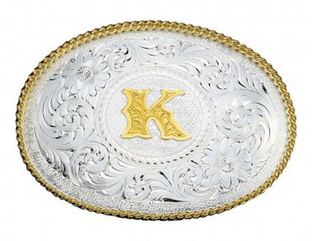 Montana Silversmiths Western Belt Buckle Adult Initial K Silver 700K ...