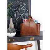 DecMode 14" Brown Leather Handmade Box Style Single Slot Magazine ...