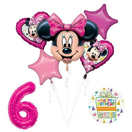 NEW Minnie Mouse 6th Birthday Party Supplies Balloon Bouquet ...