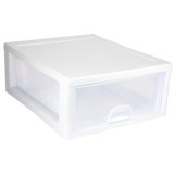 Sterilite 16 Qt Clear Stacking Storage Drawer Container (6 Pack) + 6 Qt ...