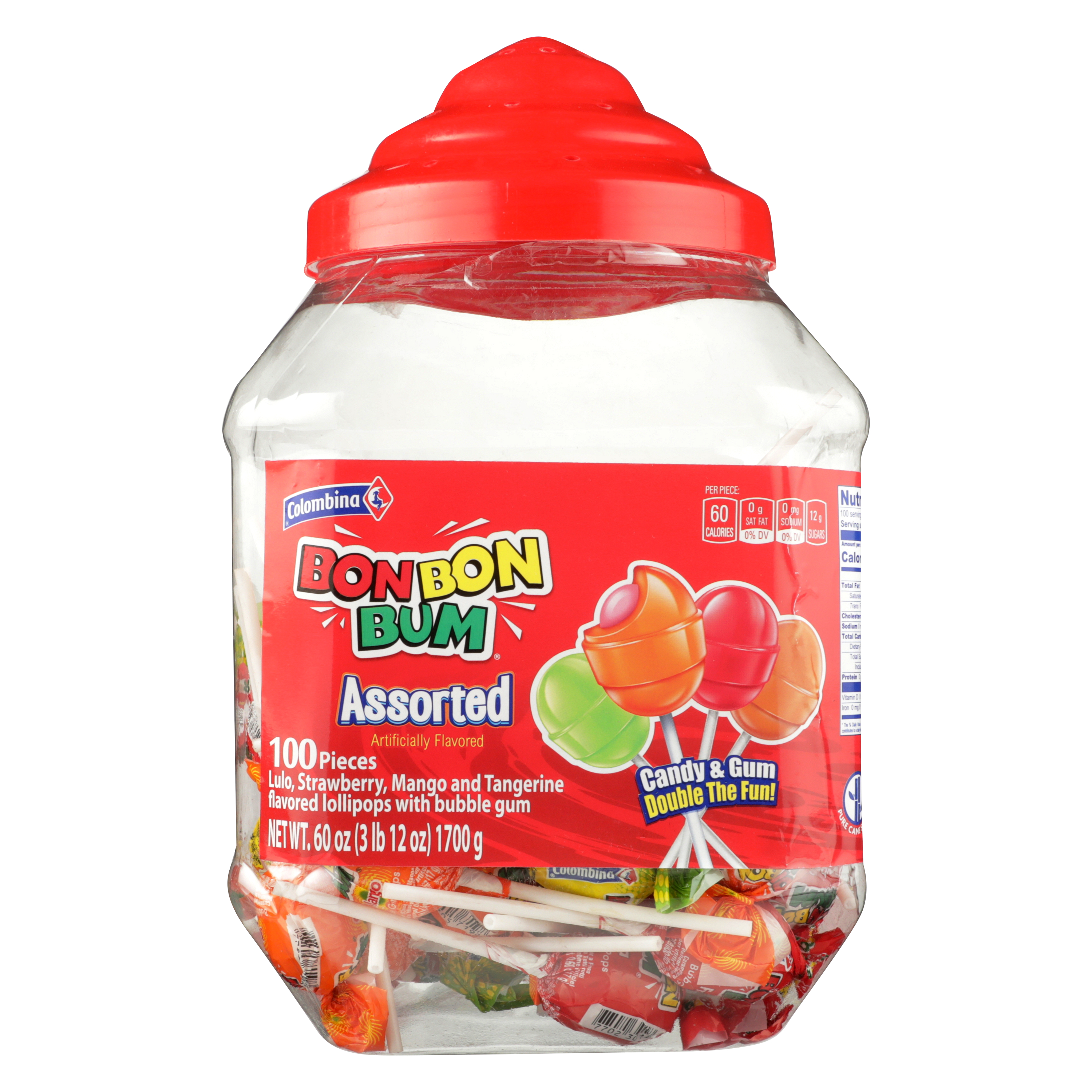 Buy Colombina Bon Bon Bum Chewing Gum Lollipops, Individually Wrapped ...