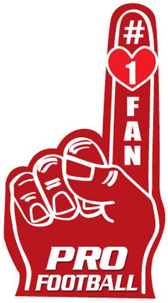 Pro Football Number One Fan Finger - Postcard Sized Vinyl Sticker 6" x ...