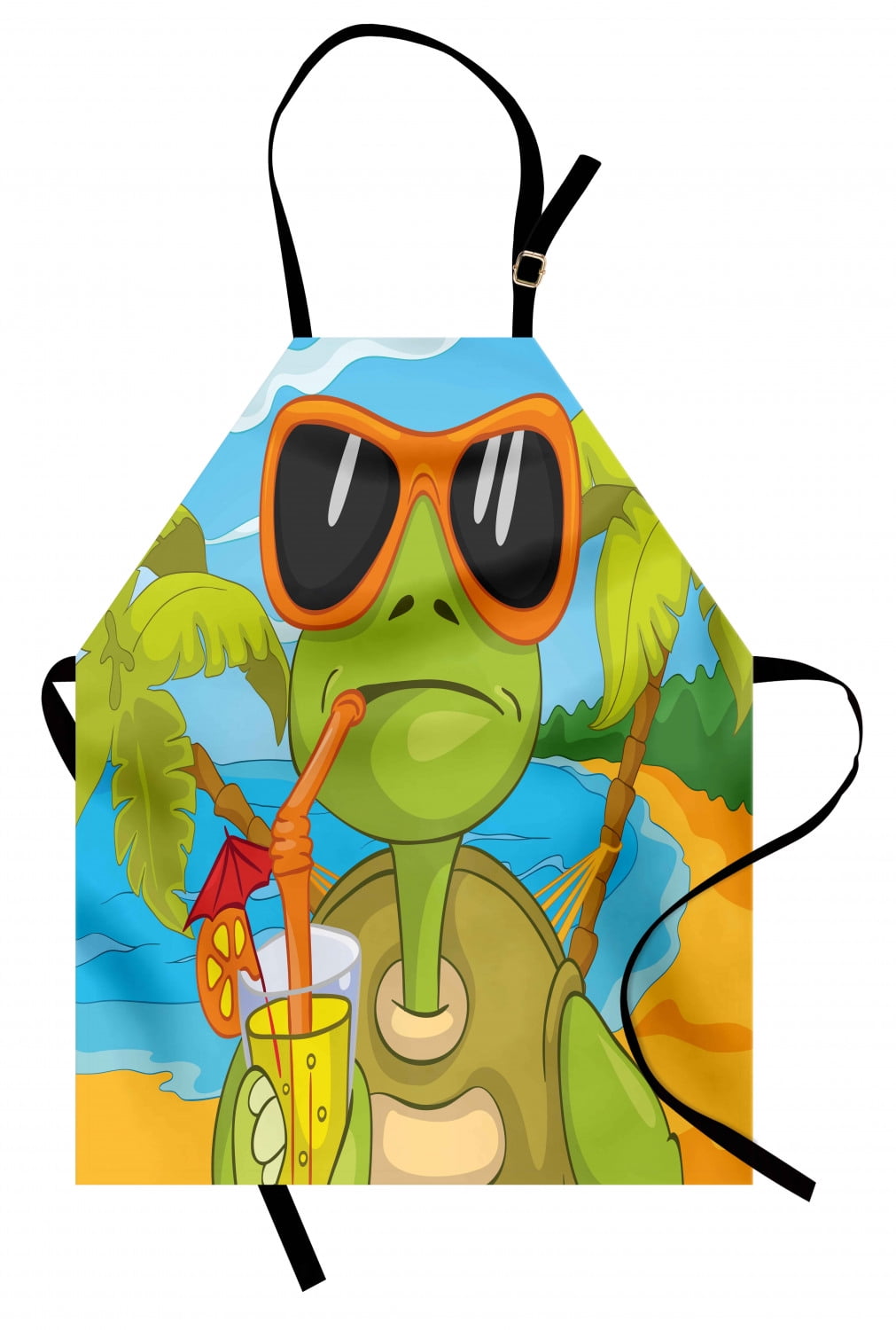 Turtle Apron Cool Sea Turtle with Sunglasses Drinking Cocktail at the ...