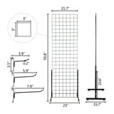 Bonnlo 6' x 2' Wire Grid Panel Tower with T-Base Floorstanding,Wire ...