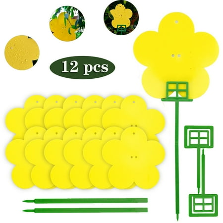 12pcs Two Sided Glue Insect Sticky Board Bug Fly Trap Glue Paper Pest ...
