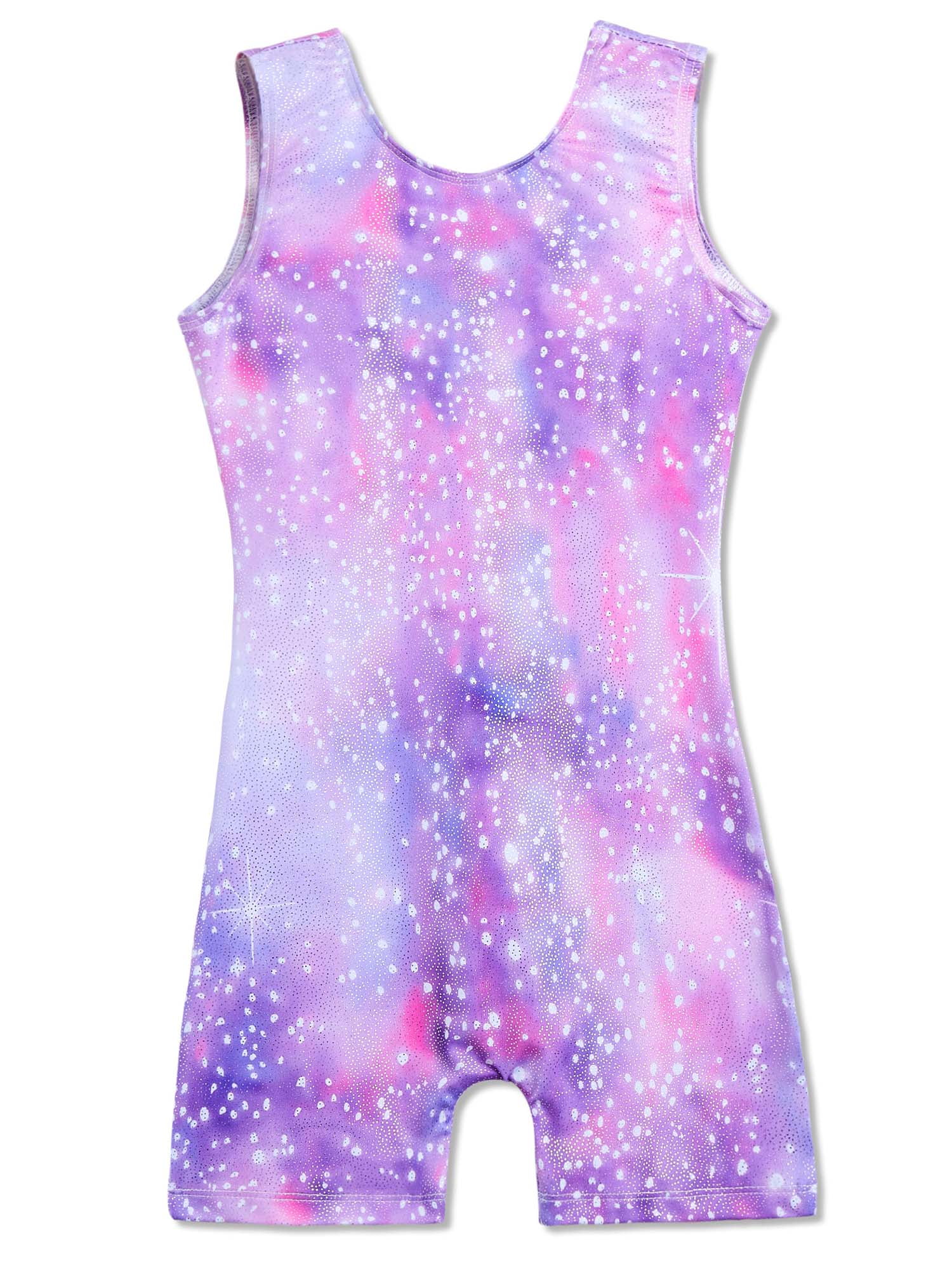 Gymnastics Leotard Girls Kids Size 3t 4t Shiny Purple Starry Practice ...