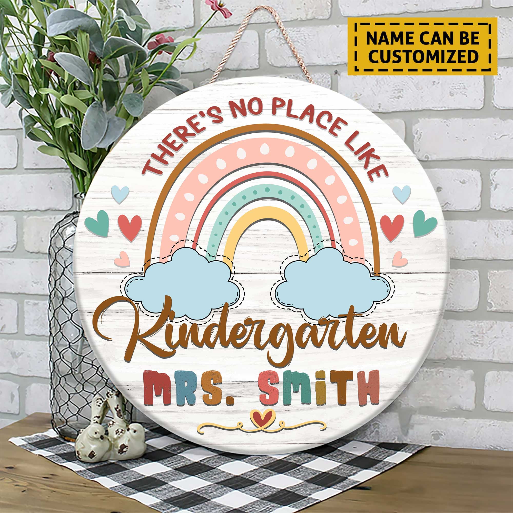 Flagwix Personalized Back To School Sign, Custom Round Wooden Teacher ...