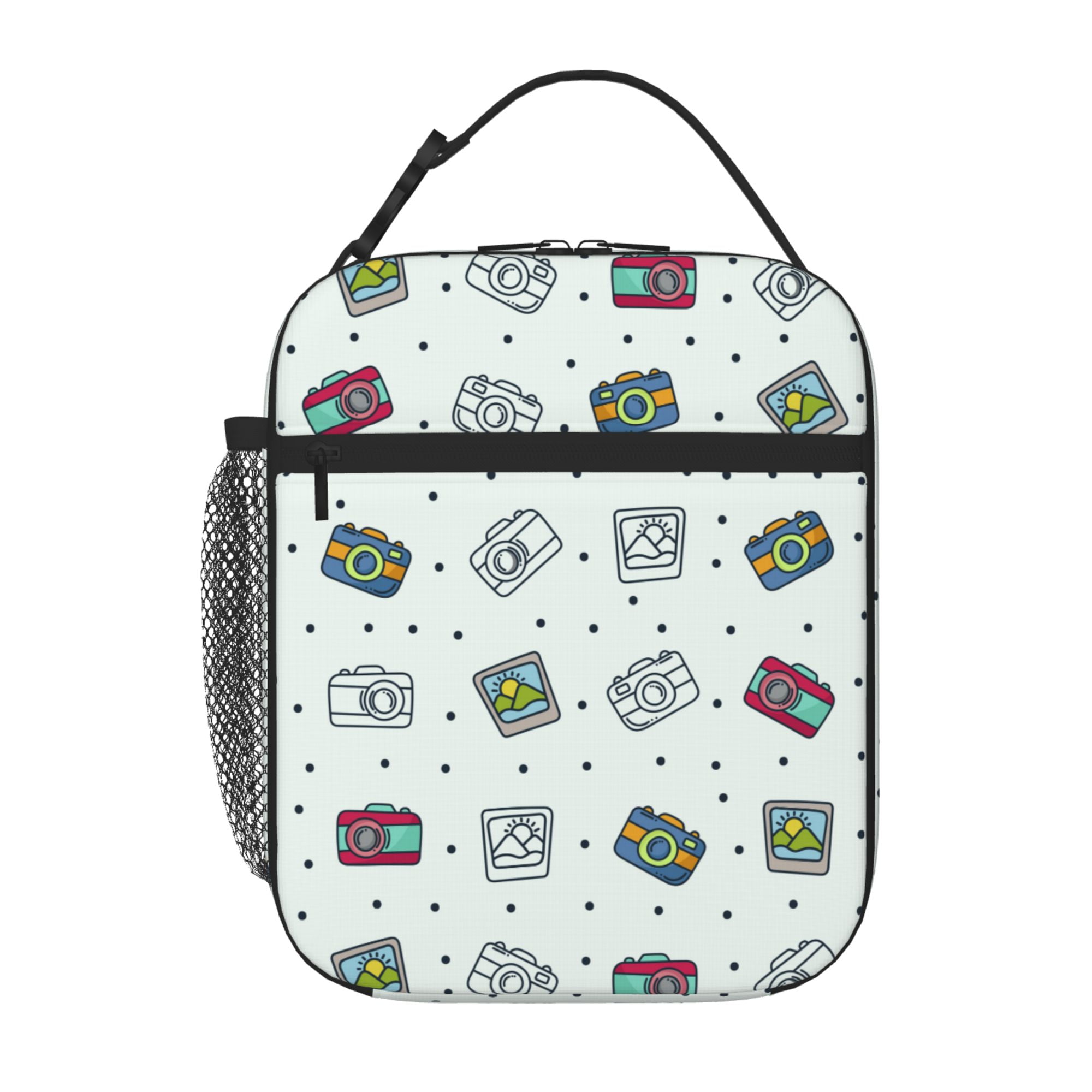 TEQUAN Portable Lunch Bag, Cute Doodle Camera Pattern Reusable ...