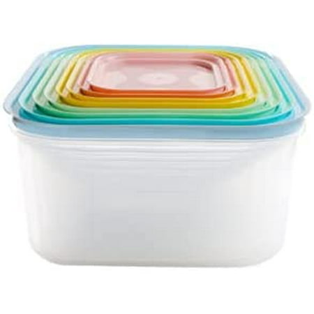 16 Piece Plastic Mixing Bowls with Lids, Colorful Nesting Bowl Set 8 ...