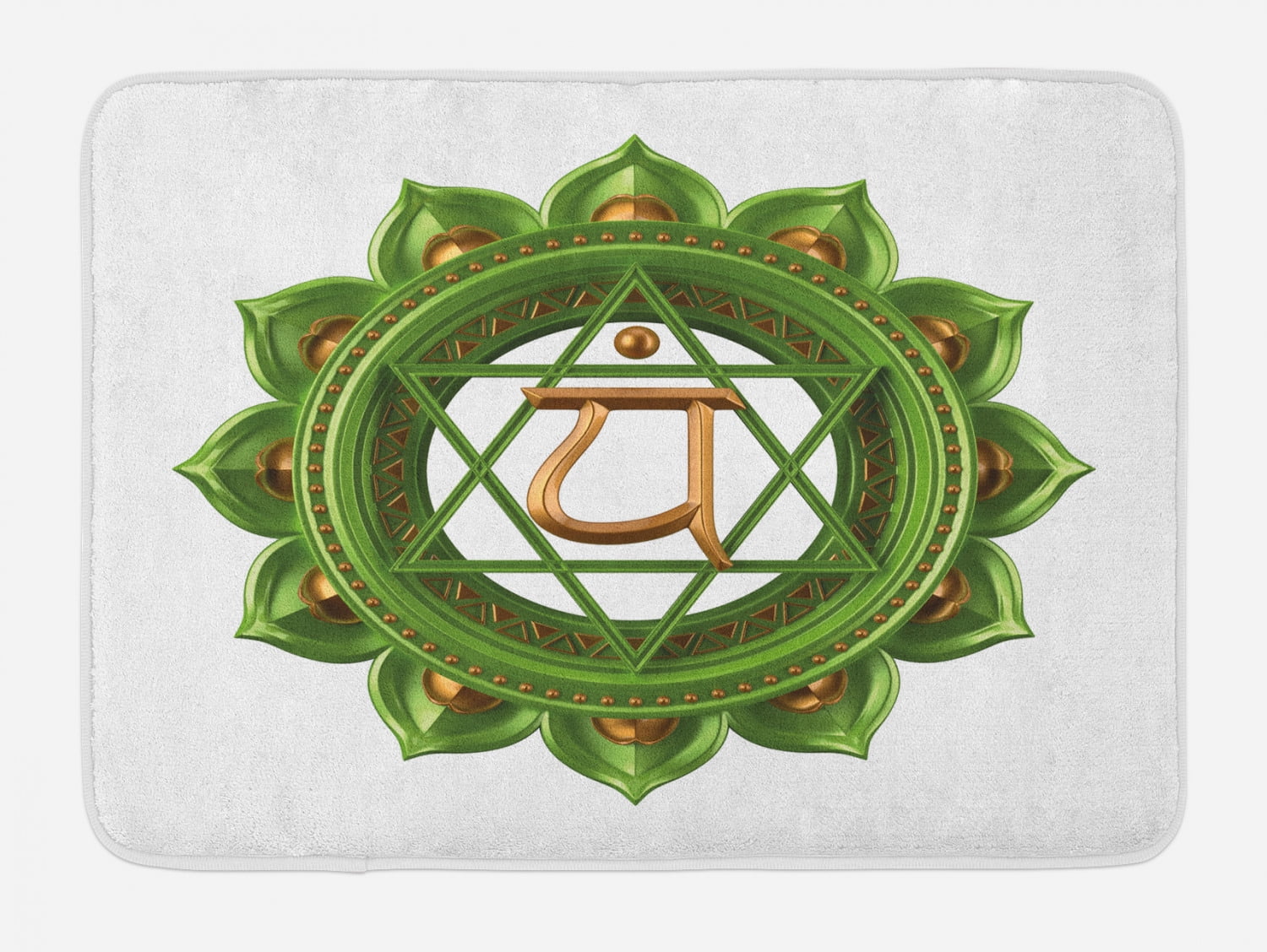 Chakra Bath Mat, Circular Oriental Style Earth Core Form Ancient ...