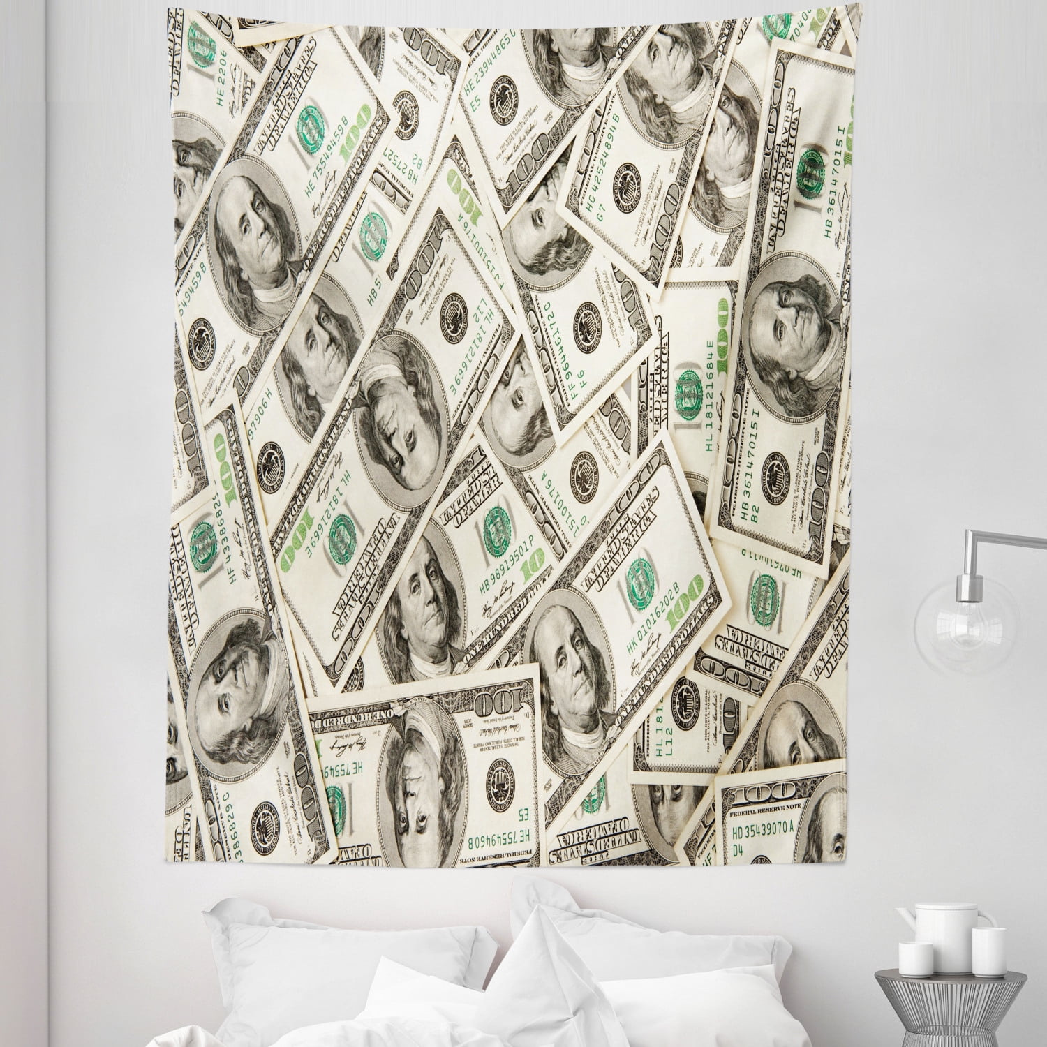 Money Tapestry, Heap of Dollars Pattern Currency Pile with Ben Franklin ...