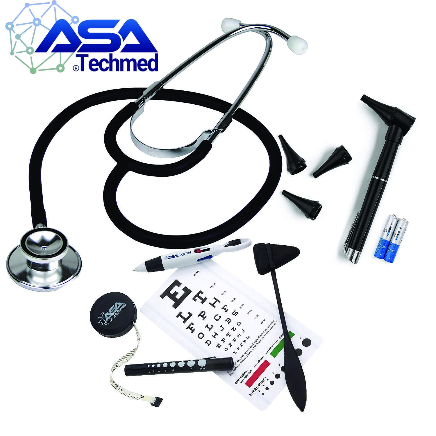 Stethoscope Set With Eye Chart+Taylor Hammer Tape Measure LED Penlight ...