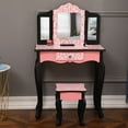 Kepooman Vanity Table Set with Mirror for Girls, Bedroom Dressing Table ...