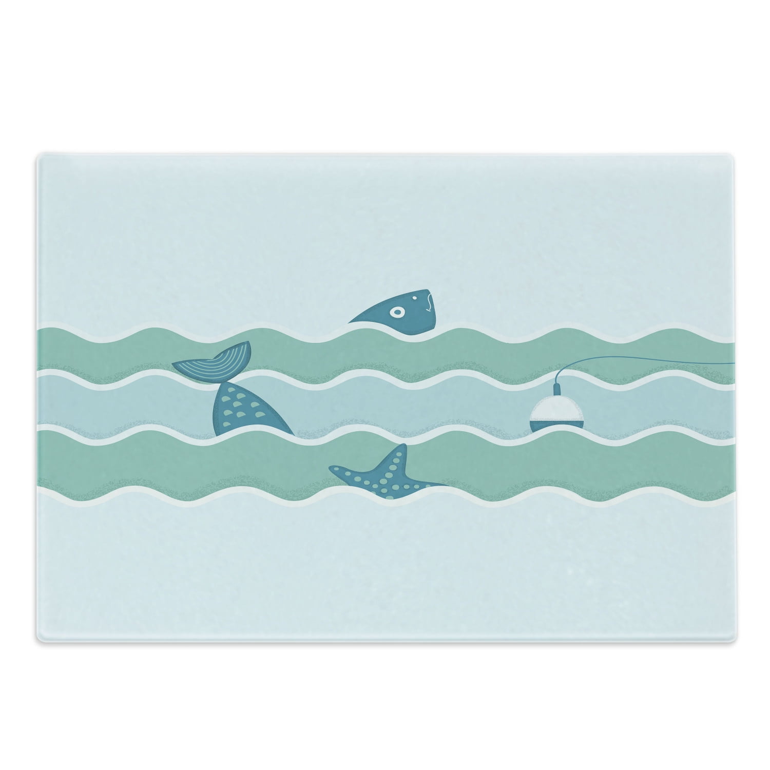 Fishing Cutting Board, Fish Tail and Starfish Swimming in Flat Waves ...