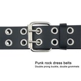 Grommet Leather Belts for Women, Cute Black Belt with Buckle, Studded ...