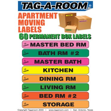Tag-A-Room Colored Self Adhesive Moving Box Labels, 800 Count for 3-4 ...