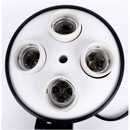 4 Socket Photo Bulb Adapter for Flash Light Stand Socket Flourescent ...