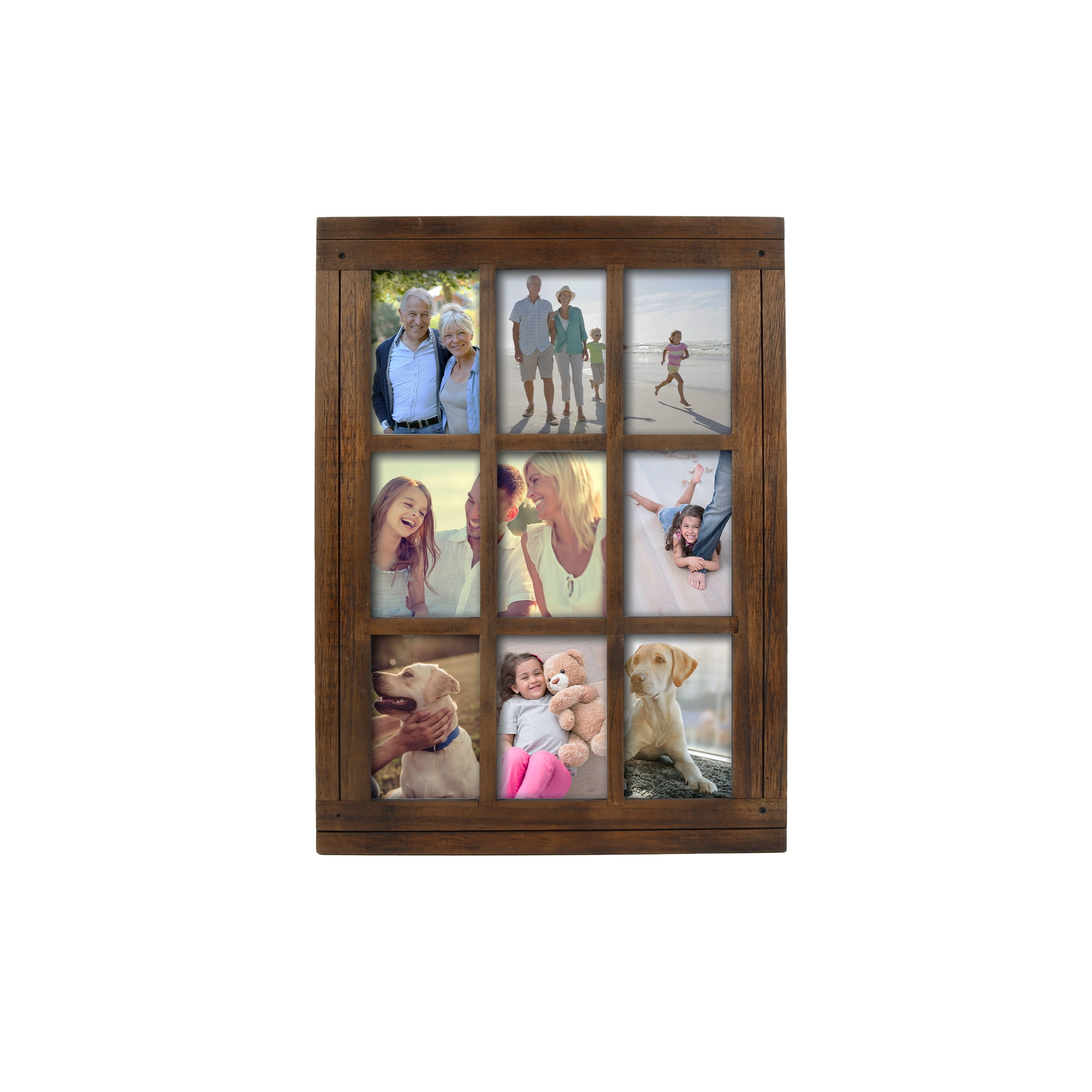 Prinz Homestead Distressed Walnut 9-Opening Collage Picture Frame, for ...