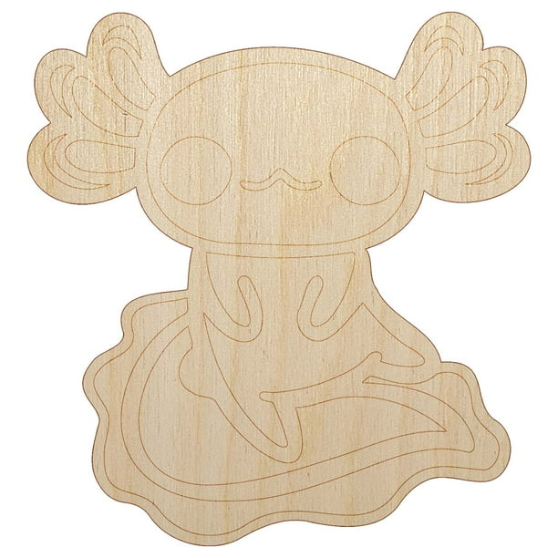 Delightful Kawaii Chibi Axolotl Wood Shape Unfinished Piece Cutout ...