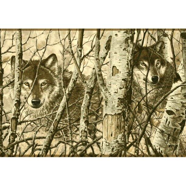 874425 Wolves Peeking from Birch Trees Wallpaper Border WD4170b ...