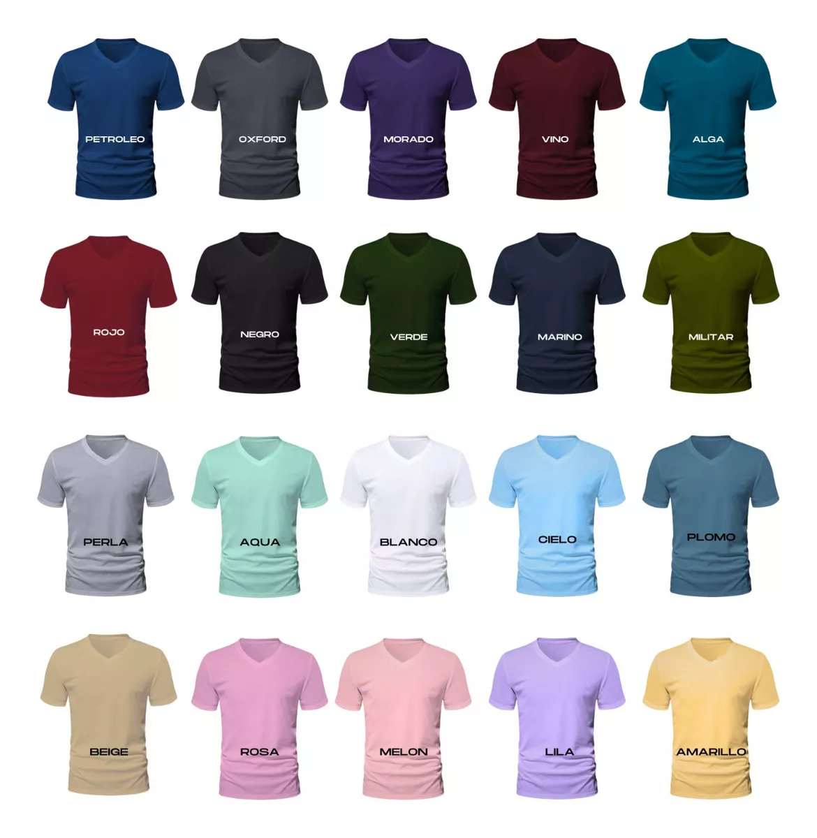 Conjunto De 4 Playeras Elementales Cuello V Varios Colores | Bodega Aurrera en línea