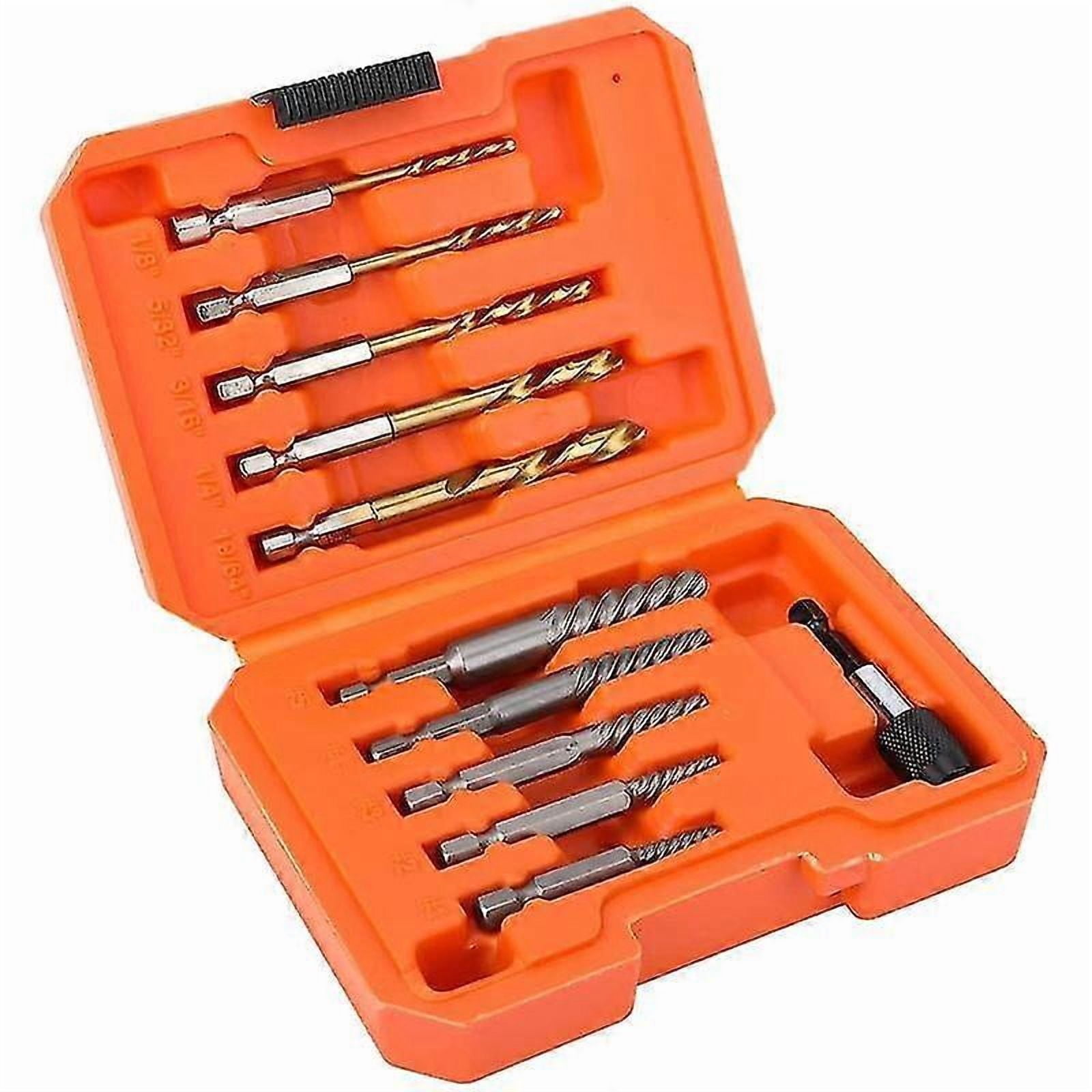 10-Piece Screw Extractor Set and Universal Drill Bit Holder, Left Hand ...