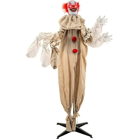 JOYIN 5ft Halloween Life-Size Animated Scary Clown Figure with Moveable ...