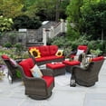 MeetLeisure 8-Piece Red Patio Set with Rockers, Sofa, Armchairs ...