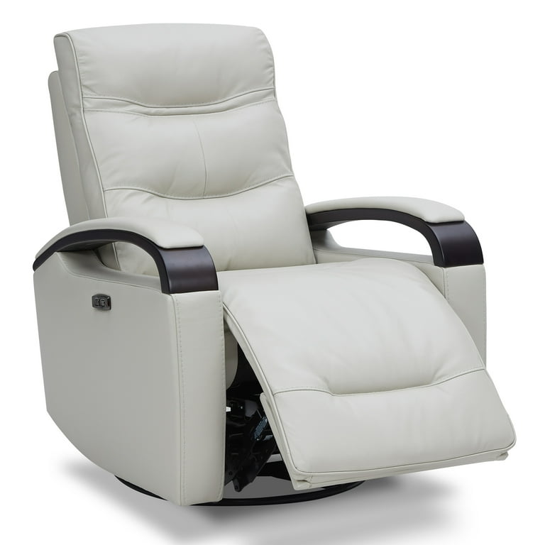Chita Power Swivel Glider Rocker Recliner Nursery Chair with USB for Living Room Genuine Leather White Size One Size